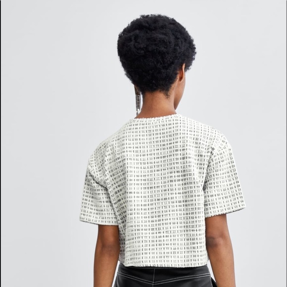 Zara | Tops | Zara Textured Cropped Tshirt | Poshmark